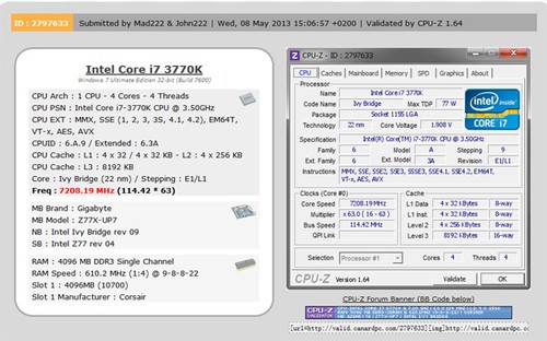 Core i7-3770K超频新突破 终于7.2GHz_主板新闻-中关村在线